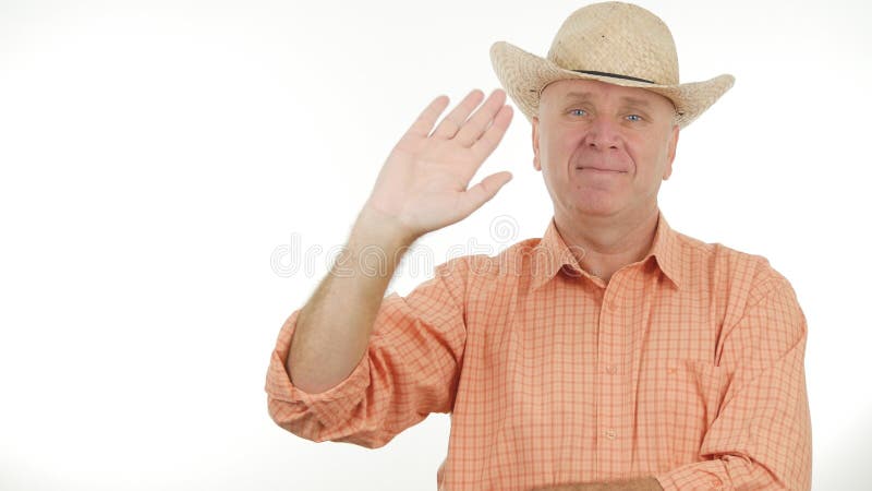 Image with Farmer Smiling and Saluting with Hand Stock Photo - Image of ...