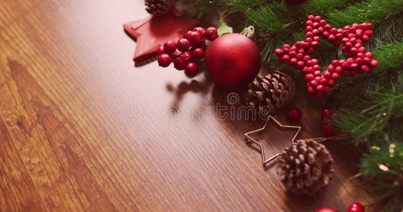 Image of Happy Holidays Text Over Christmas Decorations Stock ...