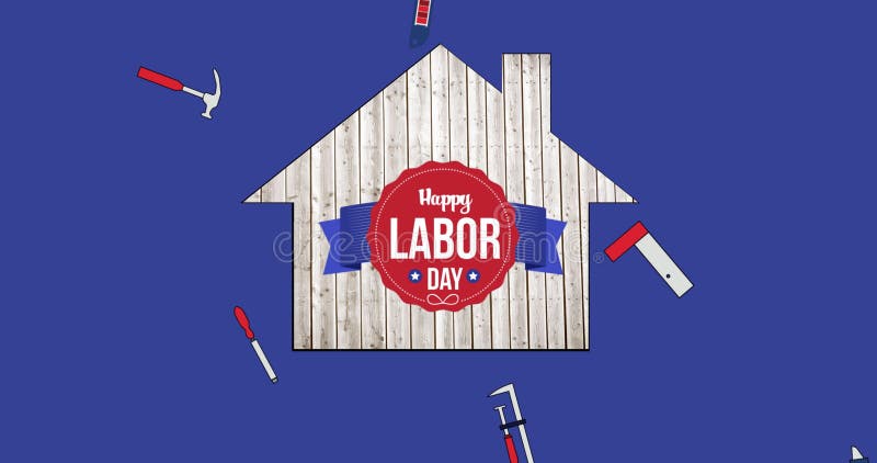 Image of Happy Labor Day Text Over Tools Icons and House Stock ...