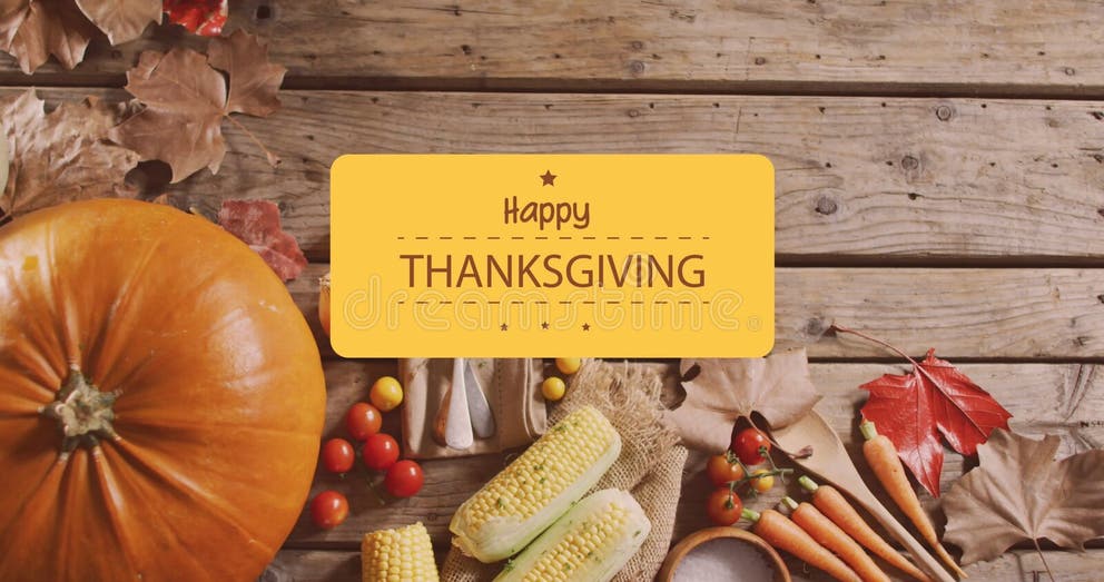 Image of Happy Thanksgiving Day Text Over Vegetables Stock Image ...