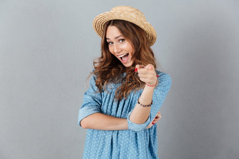 Portrait of a Beautiful Young Woman Pointing at You, Isolated on White ...