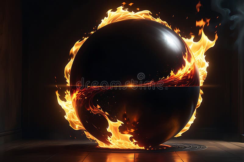 A Giant Sphere Hovering Around a Fire Stock Illustration - Illustration ...