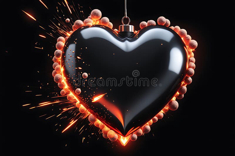 Valentine S Day Concept Featuring a Heart-shaped Bomb Fuse Ablaze with ...