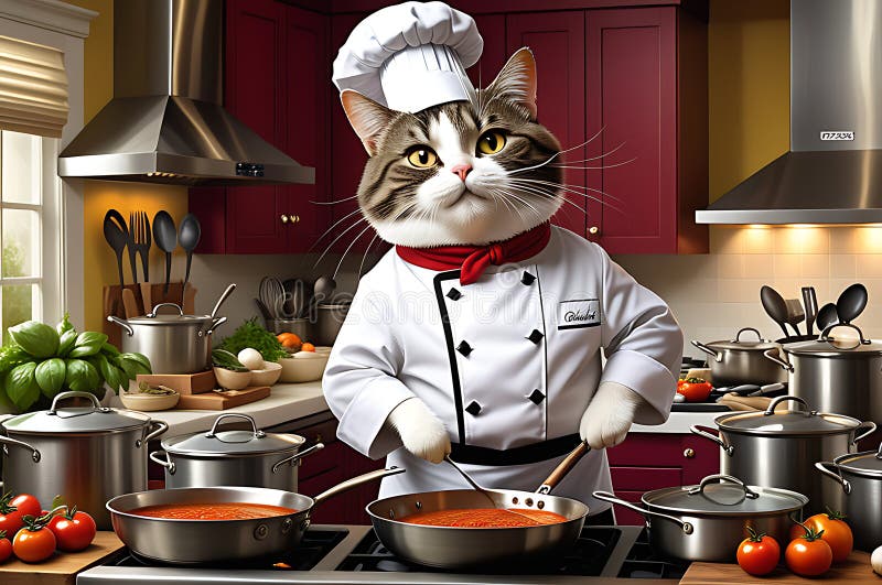 Cat Dressed As a Chef Striking a Humorous and Professional Pose ...