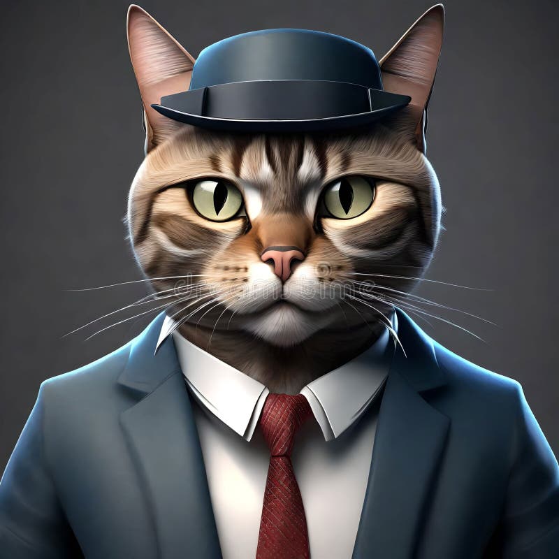 Hyper Realistic Cat Portrait in Modern Dress - NFT Art Stock ...