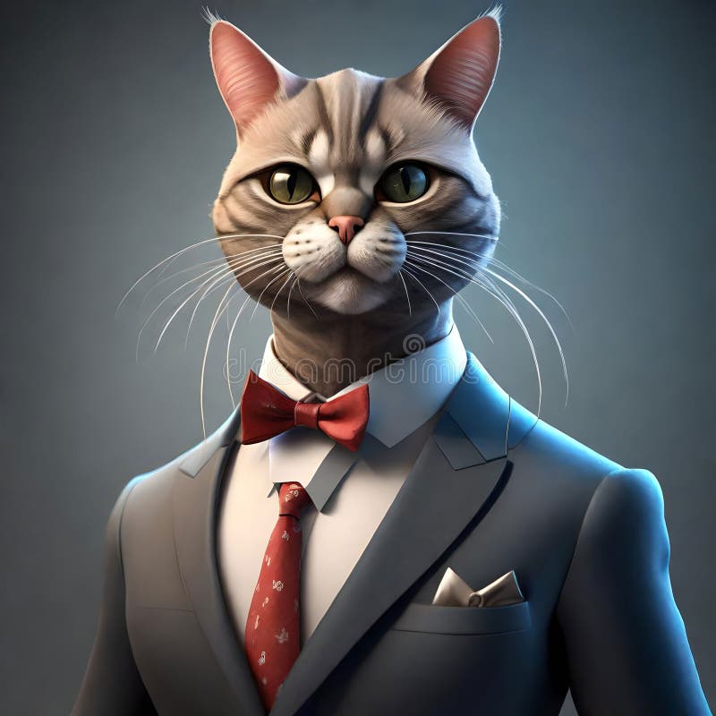 Hyper Realistic Cat Portrait in Modern Dress - NFT Art Stock ...