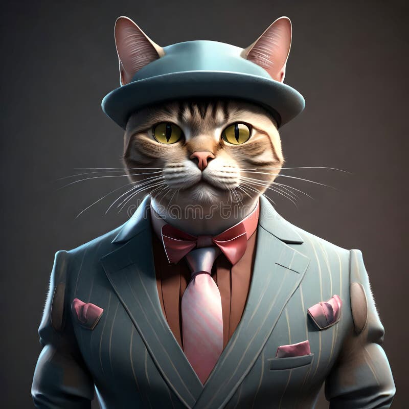 Hyper Realistic Cat Portrait in Modern Dress - NFT Art Stock ...