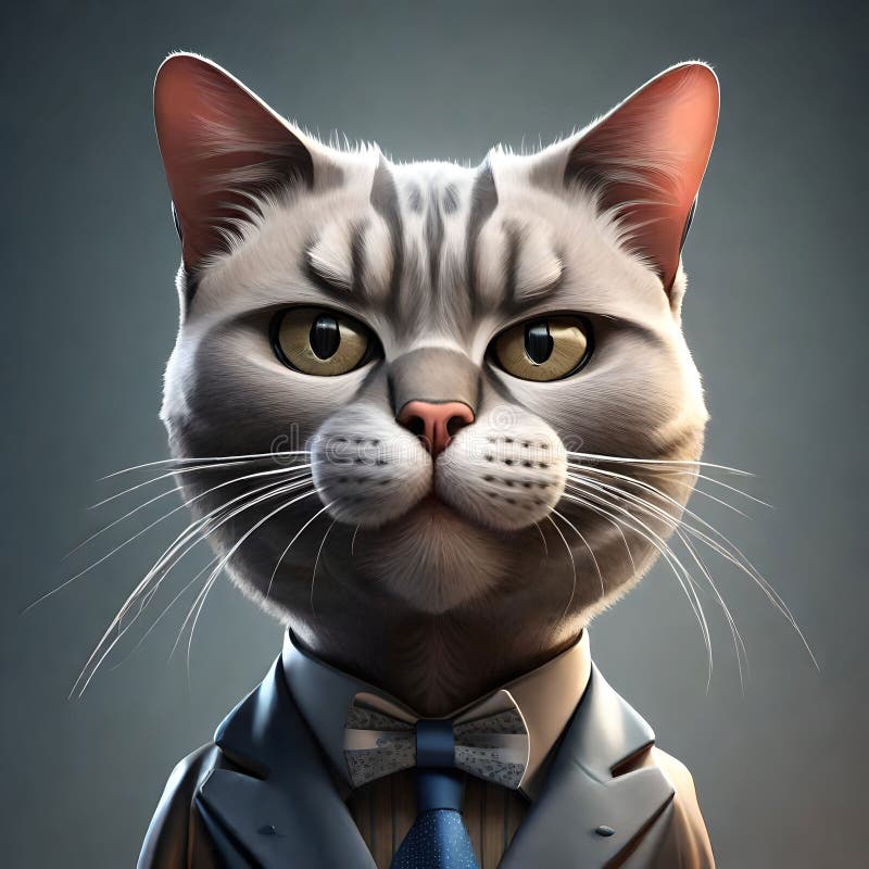 Hyper Realistic Cat Portrait in Modern Dress - NFT Art Stock ...