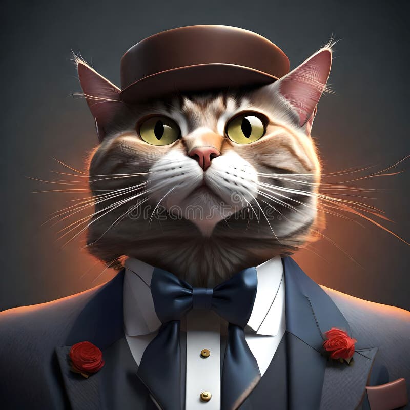 Hyper Realistic Cat Portrait in Modern Dress - NFT Art Stock ...