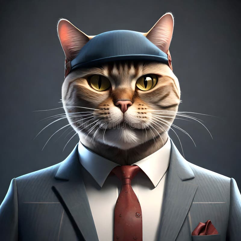 Hyper Realistic Cat Portrait in Modern Dress - NFT Art Stock ...