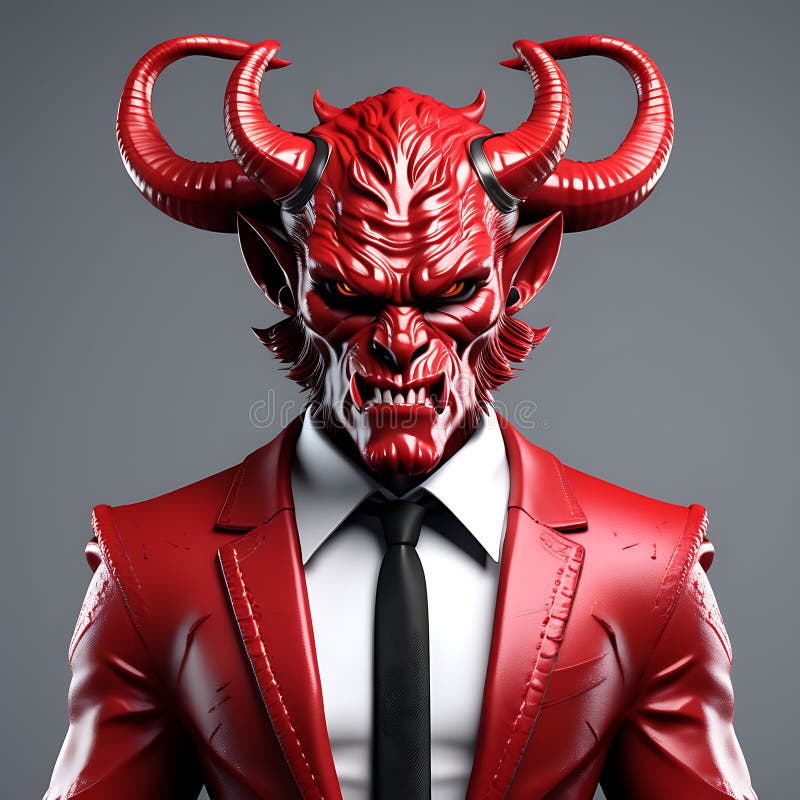 Infernal Presence: 3D Render of a Devil Against a Solid Background ...