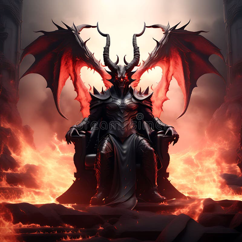 Infernal Abyss: 3D Render of Lucifer in Hell Stock Illustration ...
