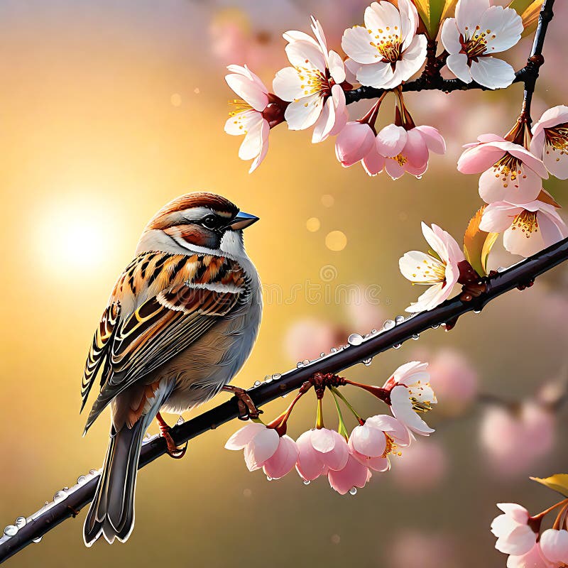 Wild Life Hyper Realistic Photography of a Sparrow Stock Illustration ...