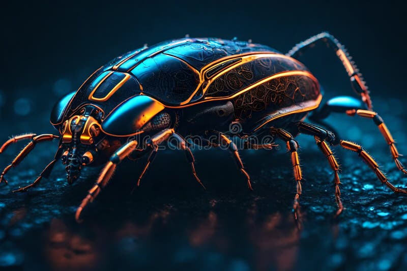 Neon Cyborg: Close-Up of Hi-Tech Insect Glowing in RGB Brilliance Stock ...