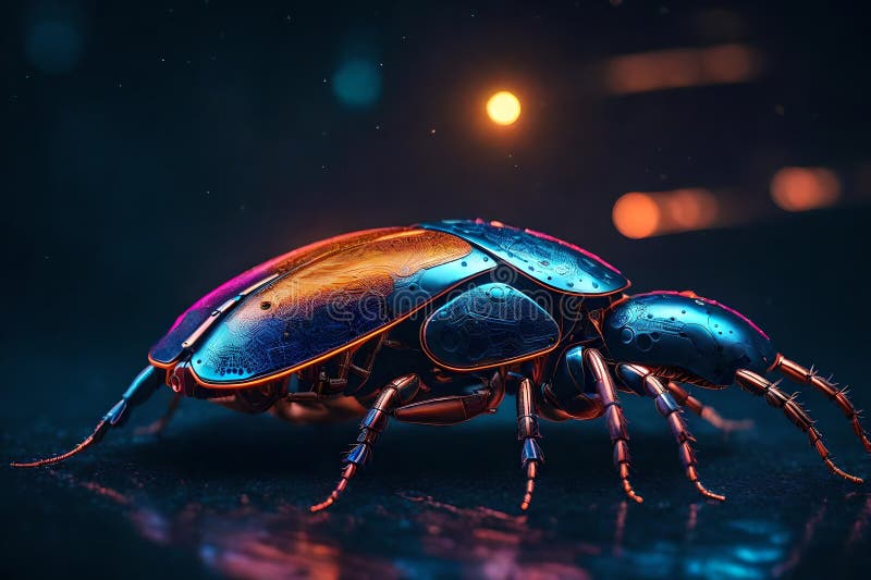 Neon Cyborg: Close-Up of Hi-Tech Insect Glowing in RGB Brilliance Stock ...