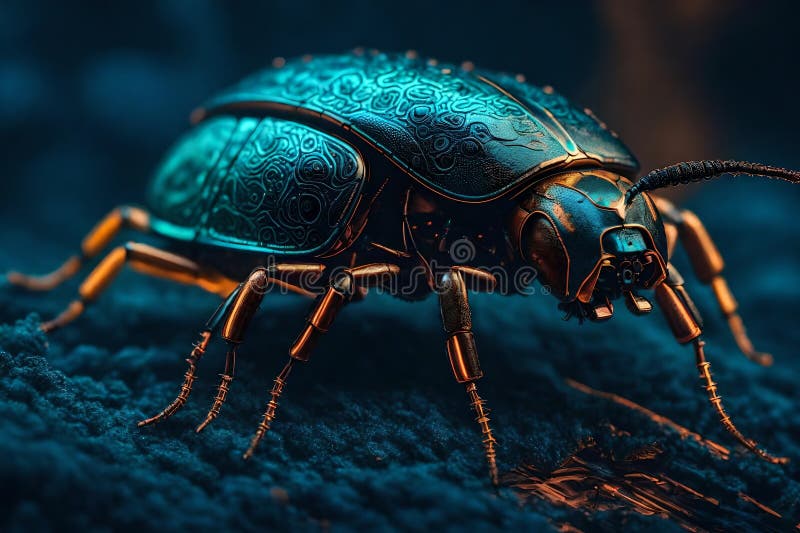Neon Cyborg: Close-Up of High-Tech Insect Glowing in RGB Brilliance ...