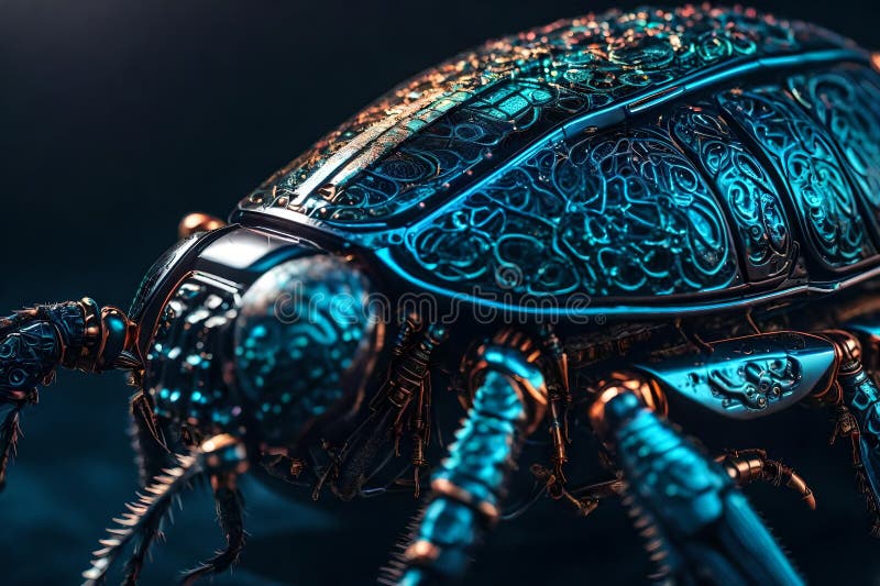 Neon Cyborg Insect: Close-Up of High-Tech Bug Glowing in RGB Stock ...