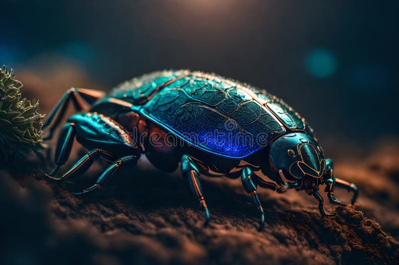 Neon Cyborg Insect: Close-Up of High-Tech Bug in Vivid RGB Glow Stock ...