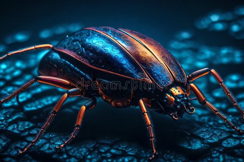 Neon Cyborg Insect: Close-Up of High-Tech Bug in Vivid RGB Glow Stock ...