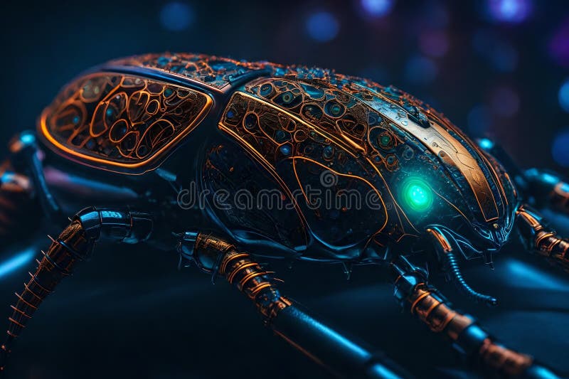 Neon Cyborg Insect: Close-Up of High-Tech Bug in Vivid RGB Glow Stock ...