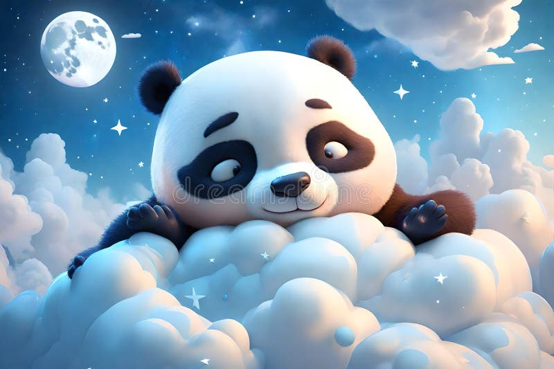 3d Rendered Illustration of a Baby Panda Playfully Floating among ...