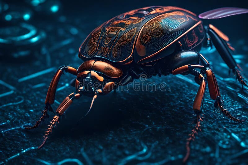 Neon Cyborg: Close-Up of Hi-Tech Insect Glowing in RGB Colors Stock ...