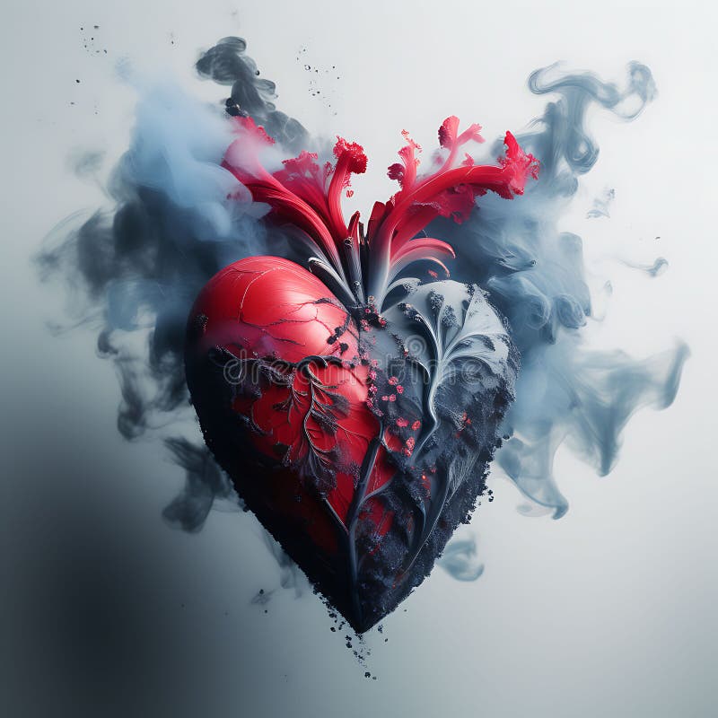Burning Heart: Smoke Art Illustration Depicting Hard-Heartedness Stock ...