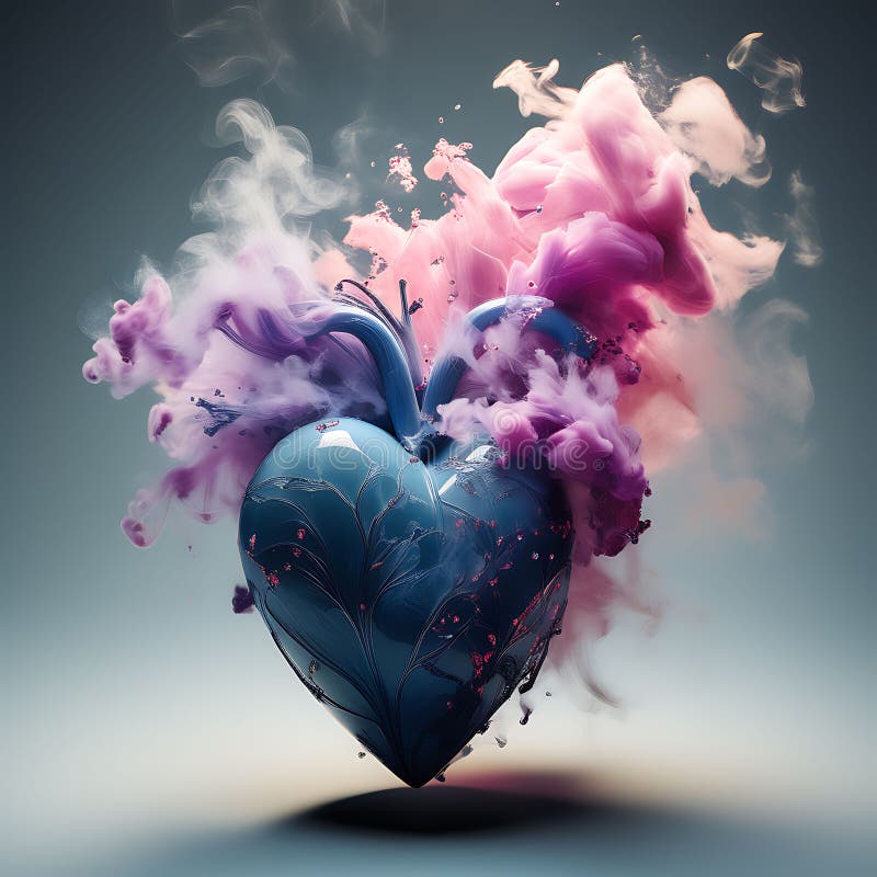 Burning Heart: Smoke Art Illustration Depicting Hard-Heartedness Stock ...