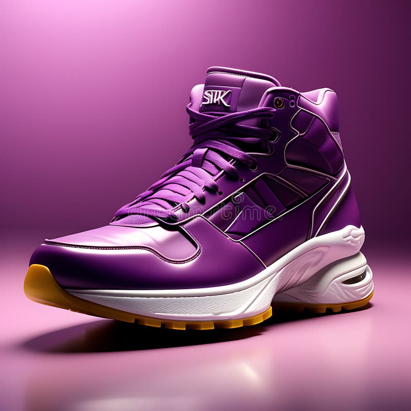 Purple Single Shoe on Isolated Background - 3D Rendered Footwear ...