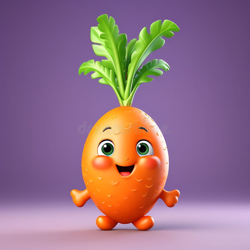 Cute Carrot Smiling Against Solid Color Background Stock Illustration ...
