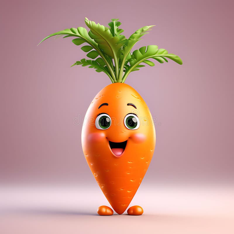 Cute Carrot Smiling Against Solid Color Background Stock Illustration ...