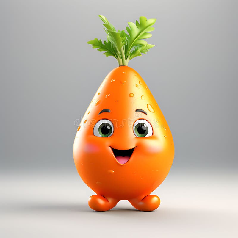 Cute Carrot Smiling Against Solid Color Background Stock Illustration ...