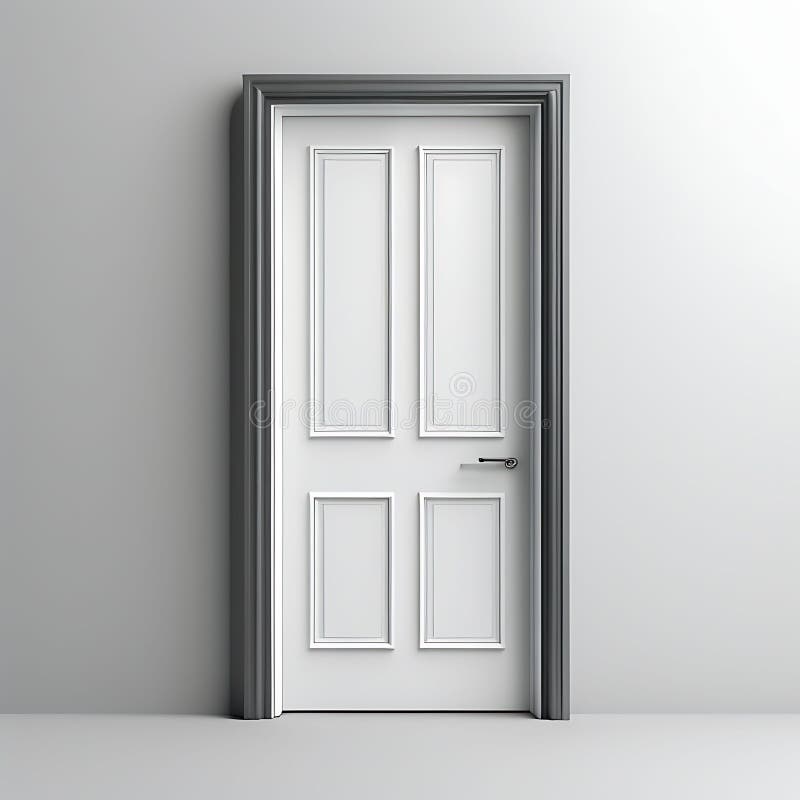 Minimalist Elegance: White Door 3D Renders on White Background and ...