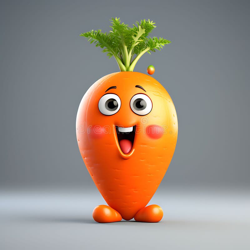 Cute and Funny Carrot Expressing Quirky Emotions Against Solid Color ...