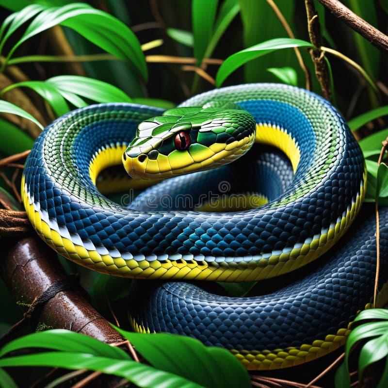 3D Rendered Snake Illustration in Woods Generative Ai Stock ...