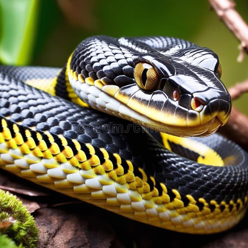 3D Rendered Snake Illustration in Woods Generative Ai Stock ...