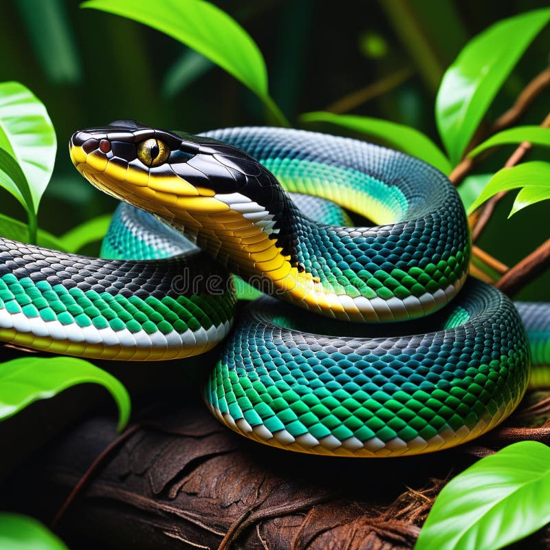 3D Rendered Snake Illustration in Woods Generative Ai Stock ...