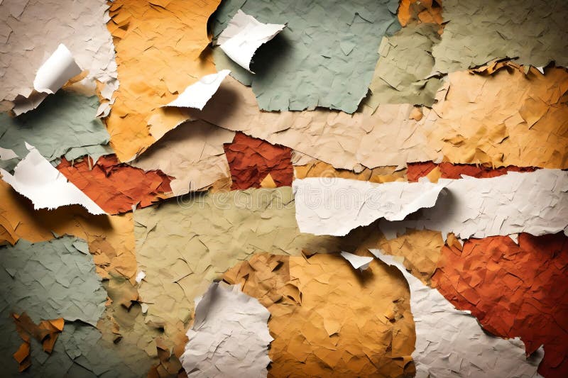 Vibrant Abstract Art of Colorful Torn Papers on Solid Wall Background ...
