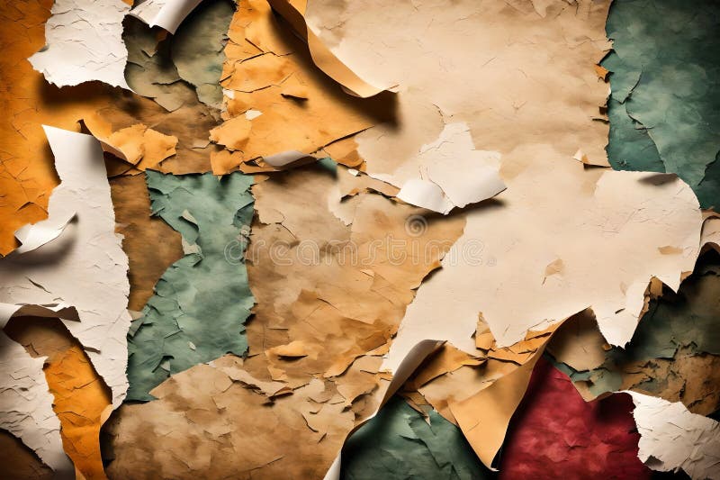 Vibrant Abstract Art of Colorful Torn Papers on Solid Wall Background ...