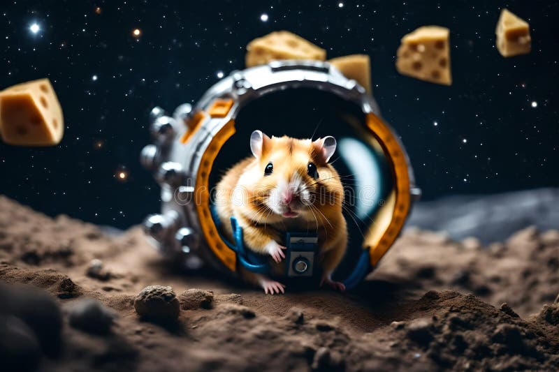 Adorable 3D Rendered Mouse Astronaut Enjoying Cheese in Outer Space ...