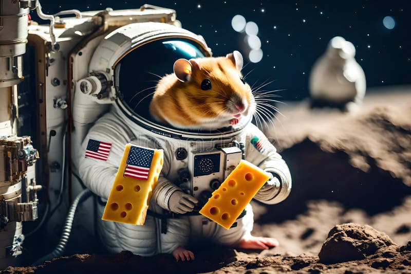 Adorable 3D Rendered Mouse in an Astronaut Outfit Enjoying Cheese in ...