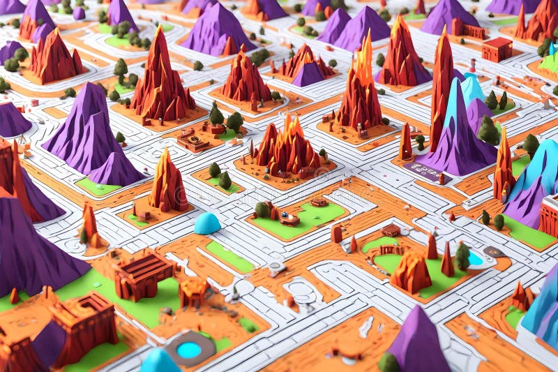 3d Isometric Illustration of Low Poly Trees Isolated on a Solid Color ...