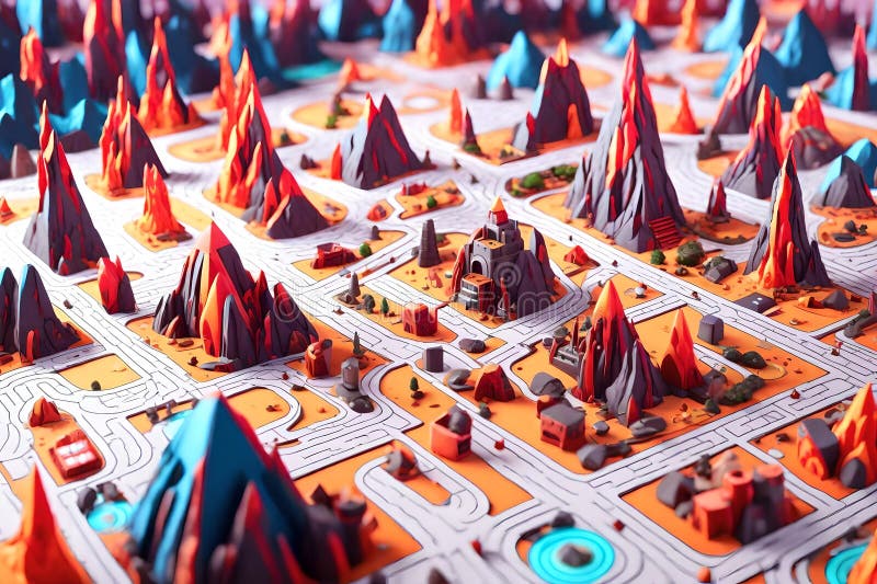 3d Isometric Illustration of Low Poly Trees Isolated on a Solid Color ...