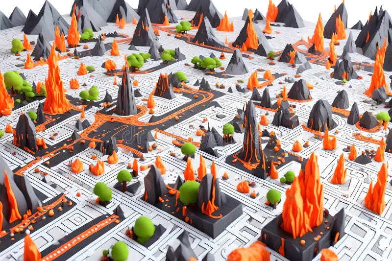 3d Isometric Illustration of Low Poly Trees Isolated on a Solid Color ...