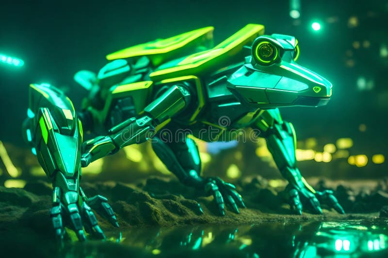 Futuristic Robotic Frog Constructed from Green and Yellow Transformer ...