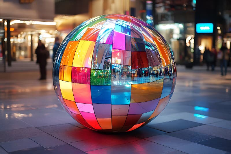 Radiant Neon Sphere Glowing in a Dark Abstract Art Environment Stock ...