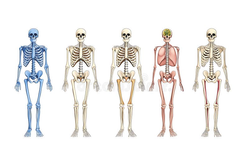 Human Skeleton Anatomy Illustration Bones, Muscles, and Organs Stock ...
