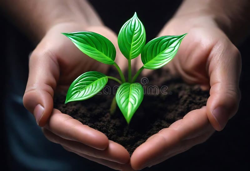 Nurturing Nature: Hands Cradle Life in Environmental Allegory Stock ...