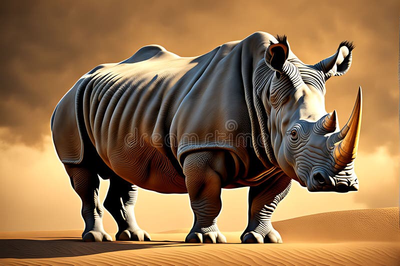 Majestic Rhino: Skin Texture Emphasized with Slight Sheen Stock ...