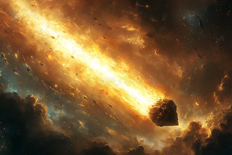 Rocks Falling from the Sky with Earth Exploding Stock Illustration ...